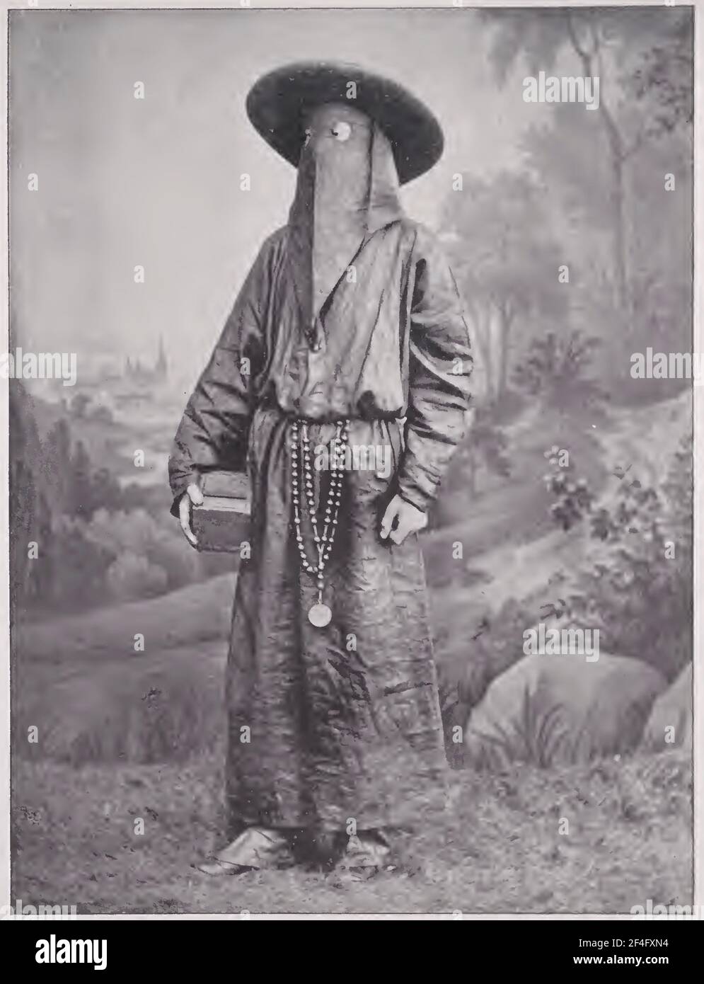 Vintage photograph of an Italian monk in funeral attire from 1892 Stock ...