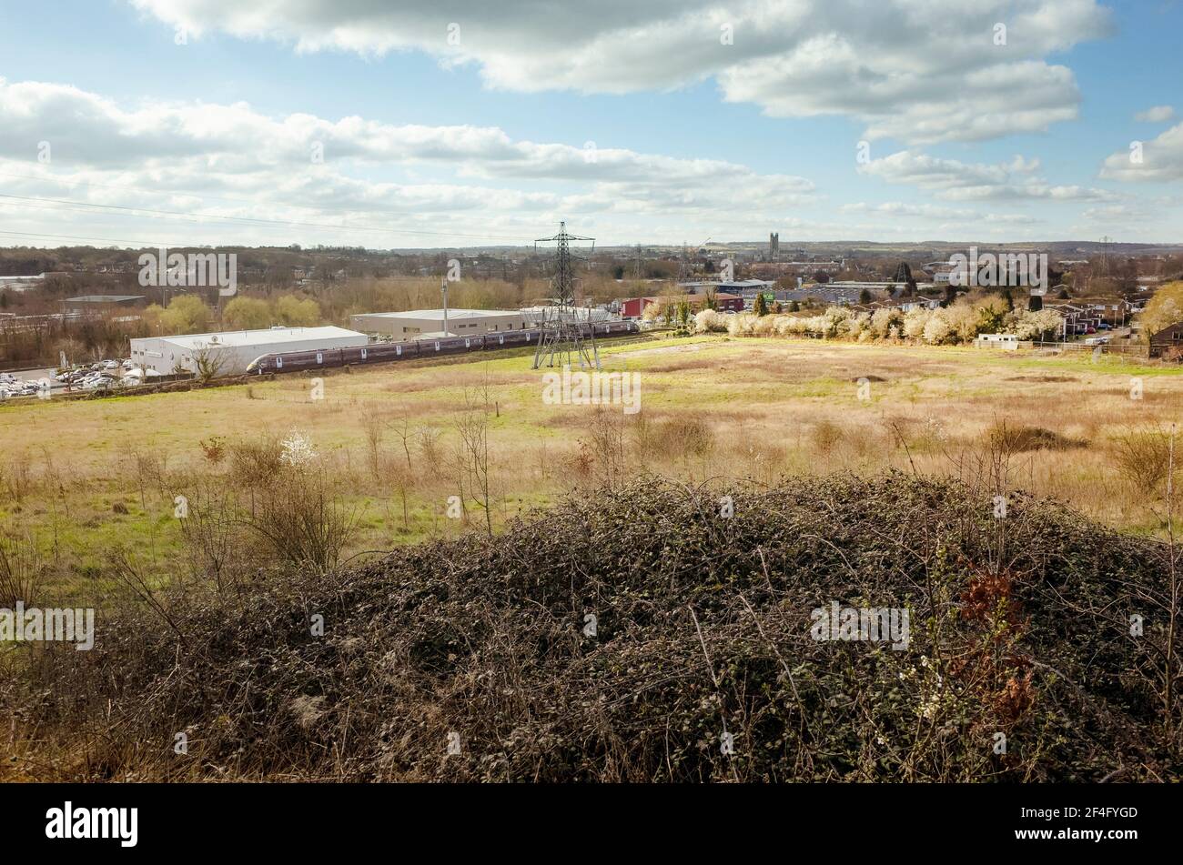 Landscape image of sunny hill top overlooking Canterbury in Sturry ...