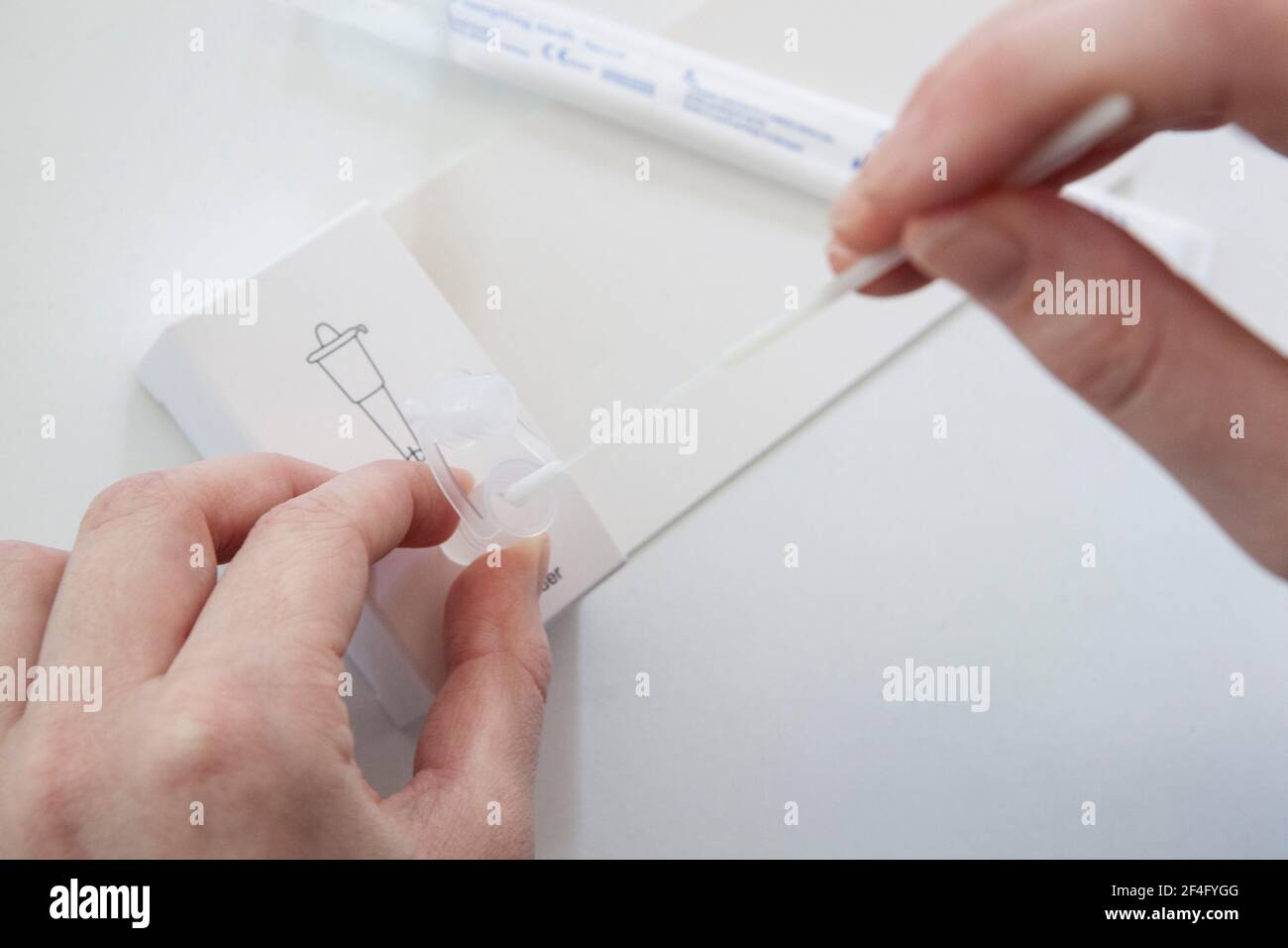 London, UK, 21 March 2021: A lateral flow test kit for home use ...