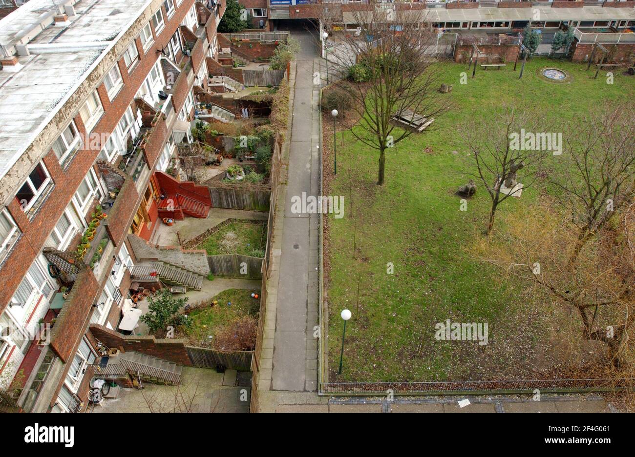 A VIEW FROM ONE OF THE FLATS ON THE BEMERTON ESTATE IN NORTH LONDON ...