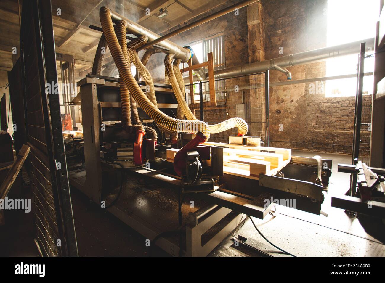 The process of industrial steaming of the wood Stock Photo - Alamy