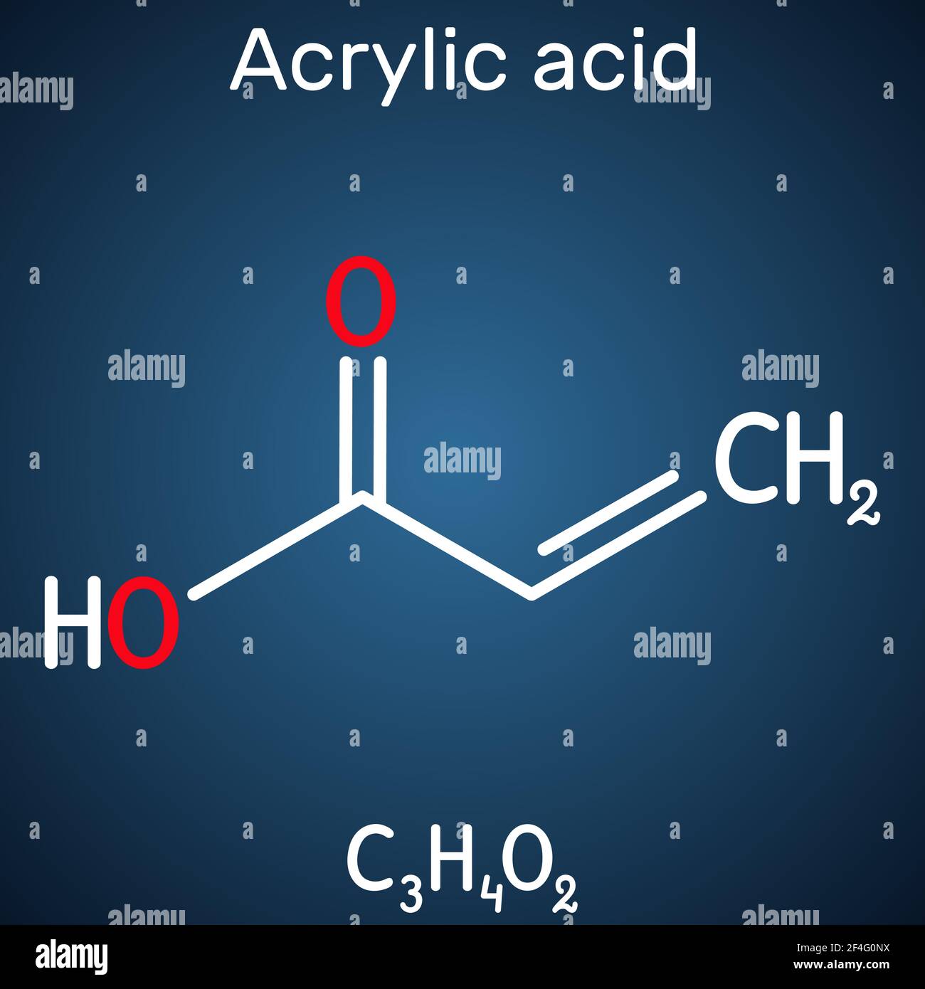 Acrylic acid, propenoic acid molecule. It is unsaturated monocarboxylic ...