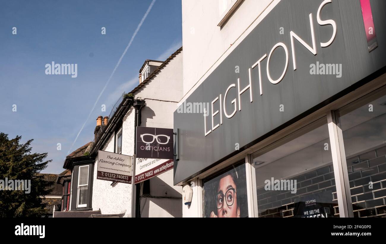 Epsom London UK, March21 2021, Leightons Opticians High Street Store ...