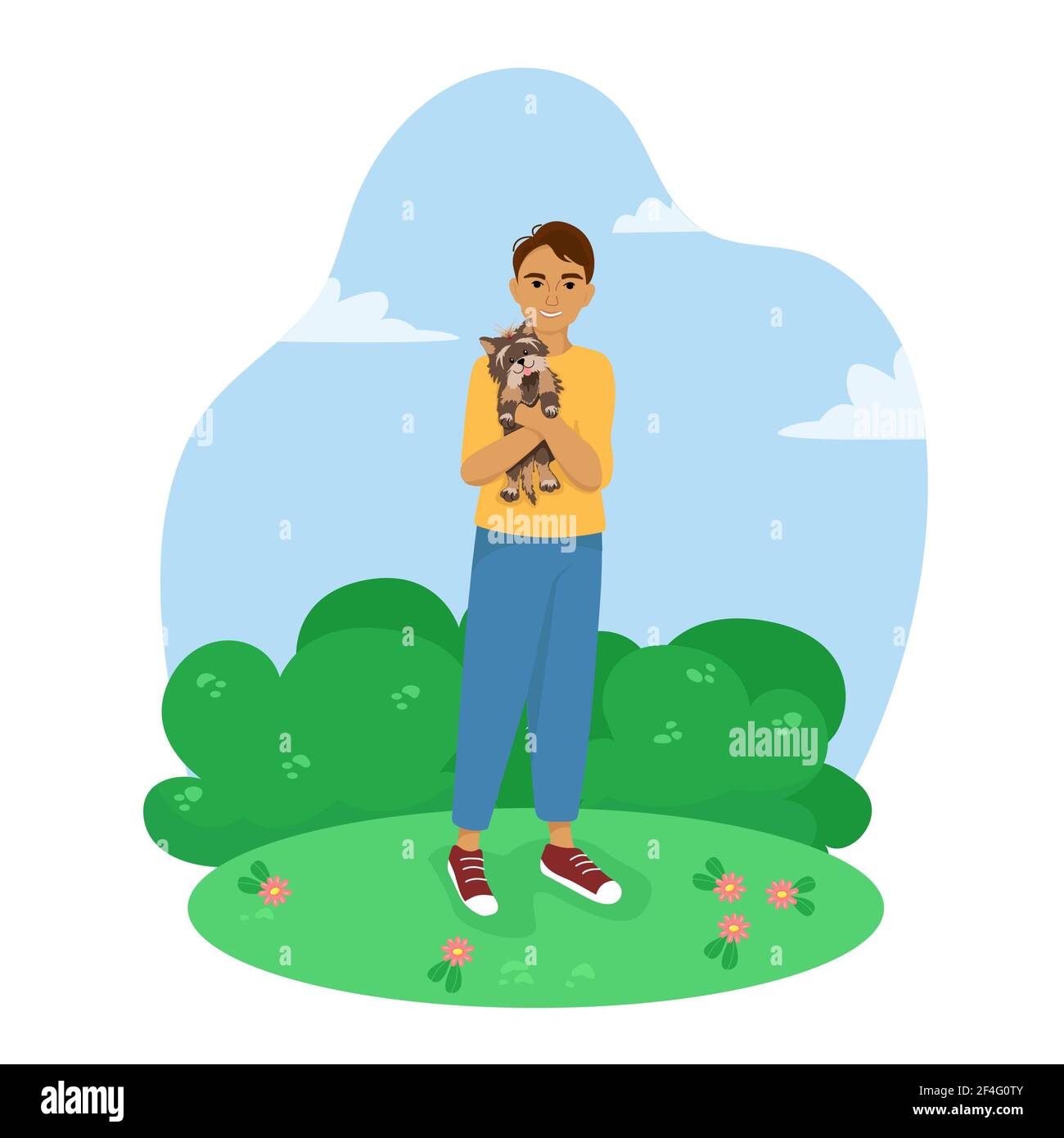 Man yorkshire terrier in arms hi-res stock photography and images - Alamy