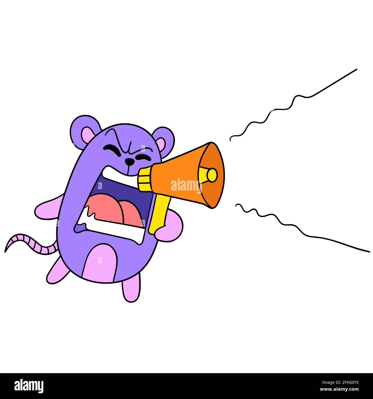 a cute creature carrying a megaphone was screaming out loud, doodle ...