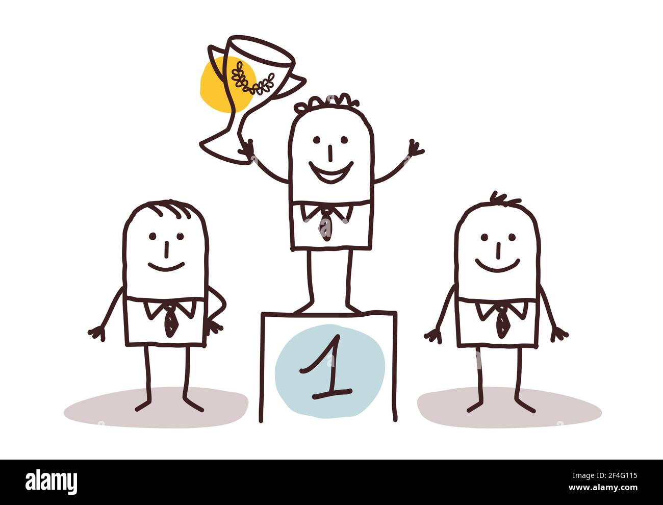 Hand drawn Cartoon Business men, the Winner one the podium Stock Vector ...