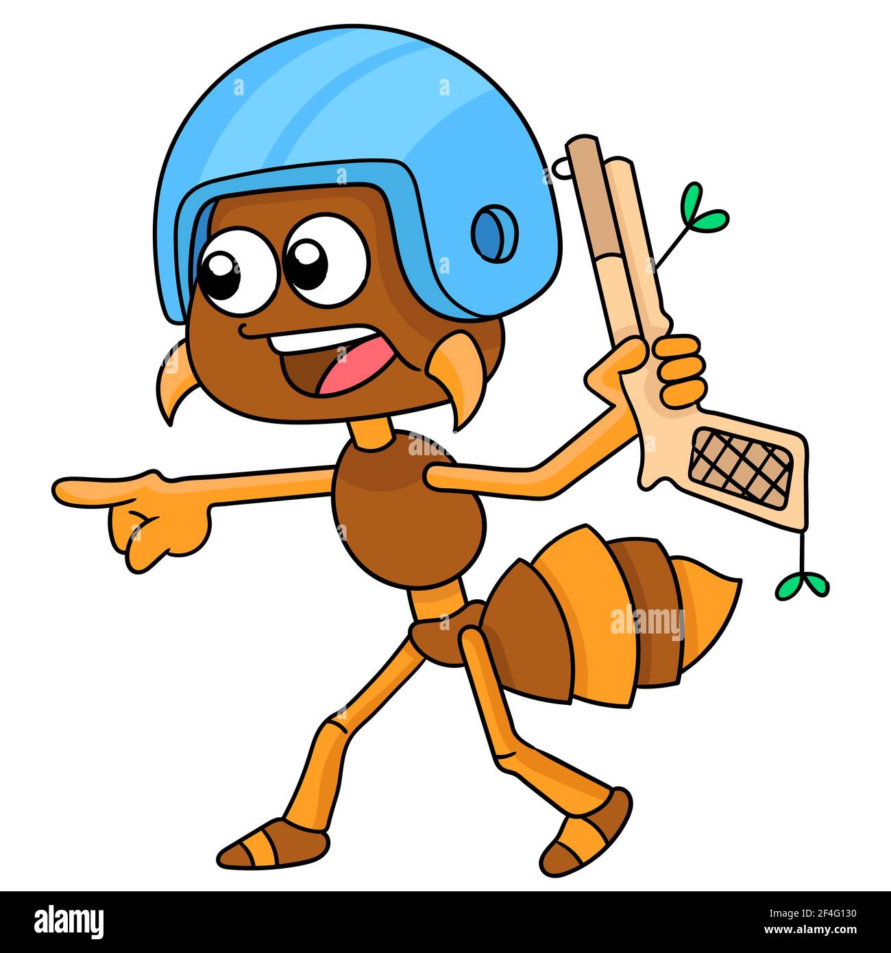 the ant warrior was camouflaged in war clothes, character cute doodle ...