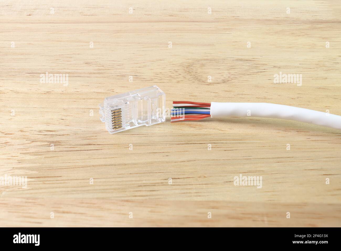 white cables to connect Lan port concept Communication connection ...