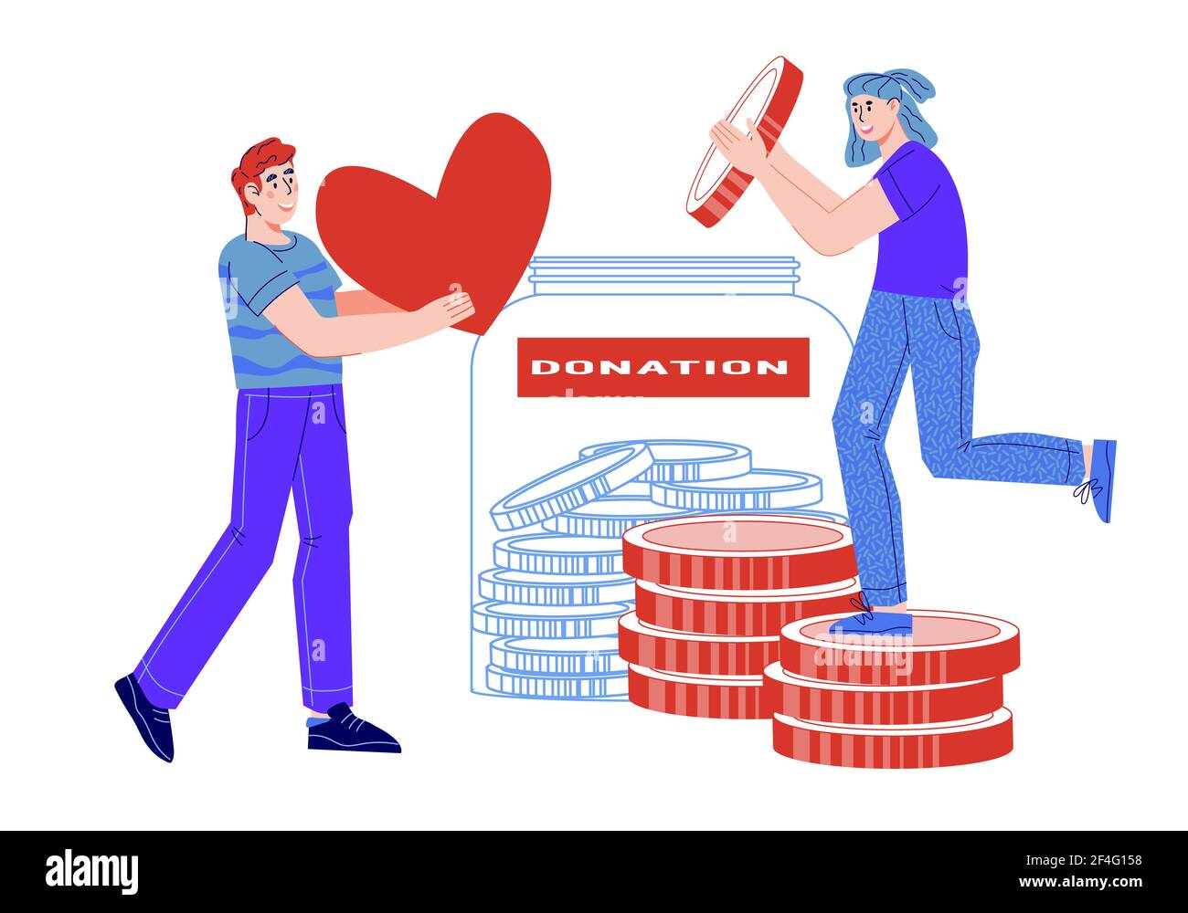 Money donation concept with people putting coins. Charity donation ...