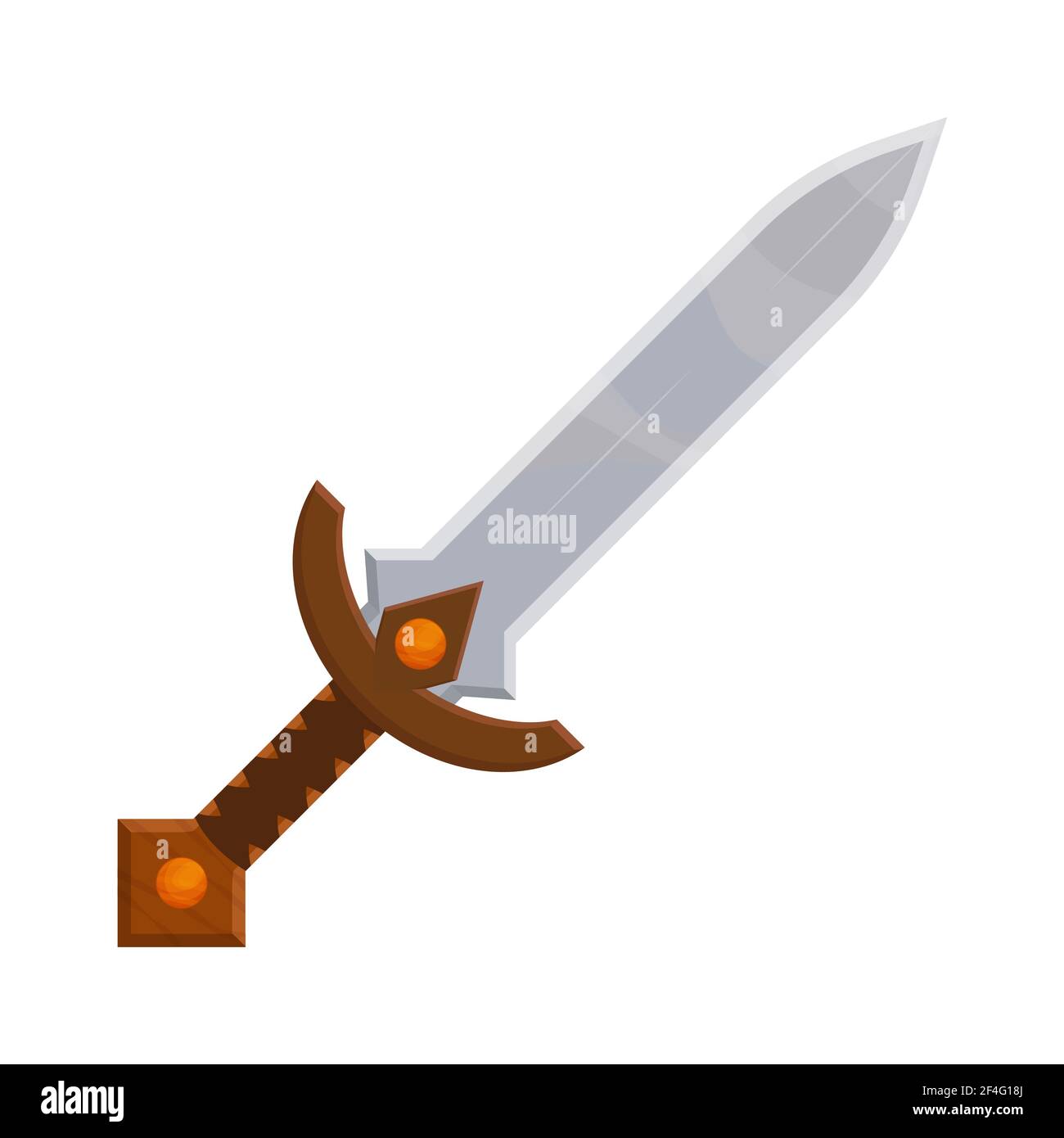 Funny iron mediaeval fantasy sword in cartoon style isolated on white ...