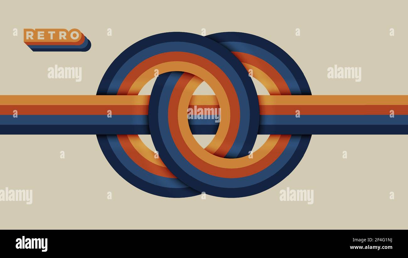 Curved stripes in retro colors on white background vector illustration ...