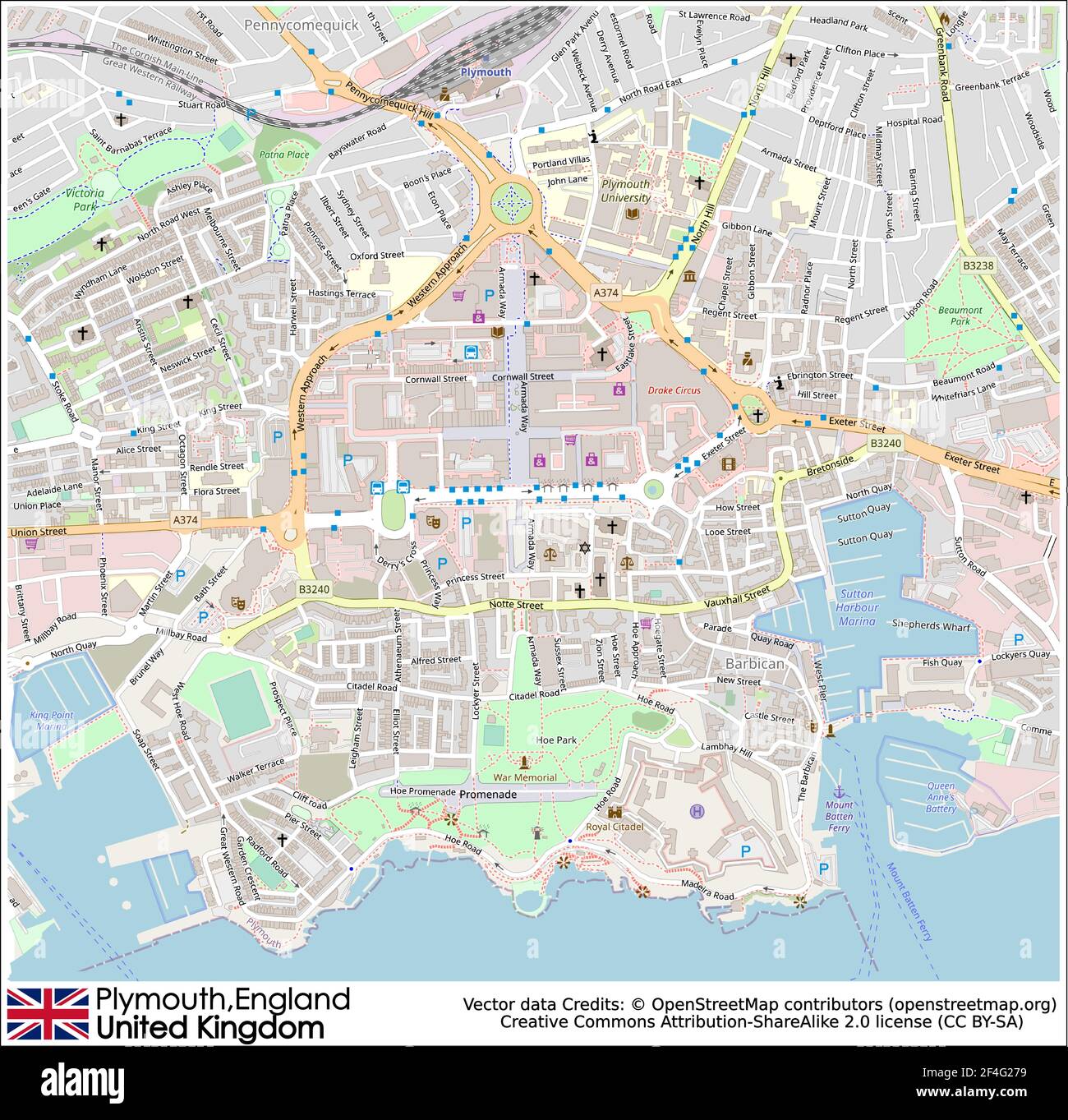 Plymouth Map Stock Vector Images - Alamy