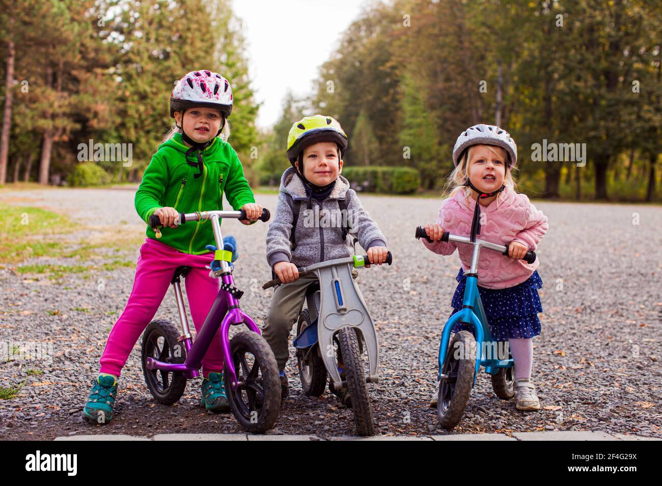 Kids ready for the first cycling competition Stock Photo - Alamy