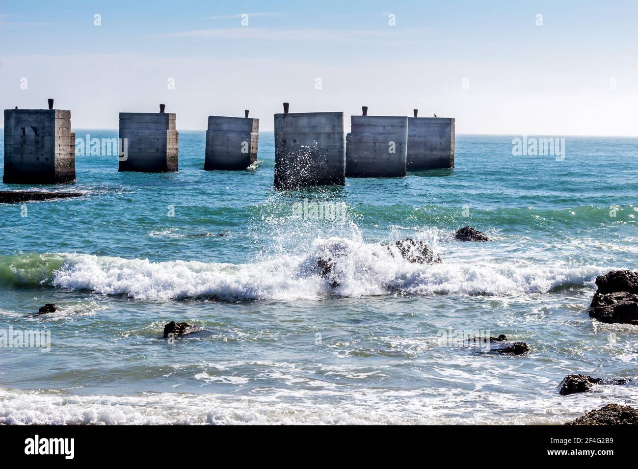 Old pier at Humewood Beach in Port Elizabeth, South Africa - Waves and ...
