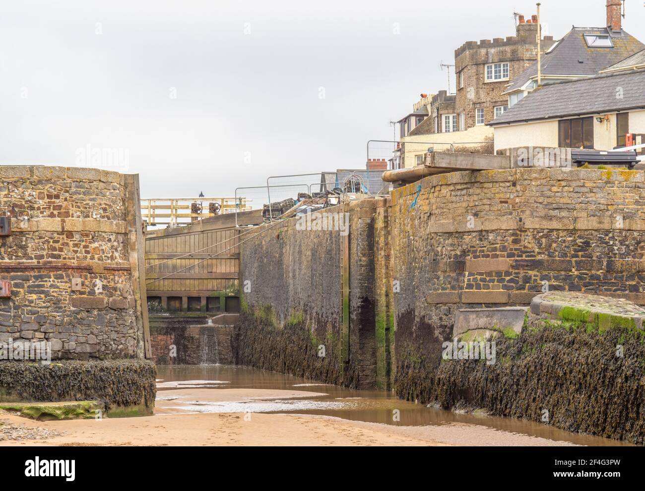 View of lock gates on the canal at Bude, Cornwall, England Stock Photo ...
