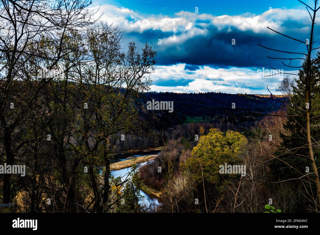 Waterfalls of Ieriku nature park at old watermill in the forest. It's a ...