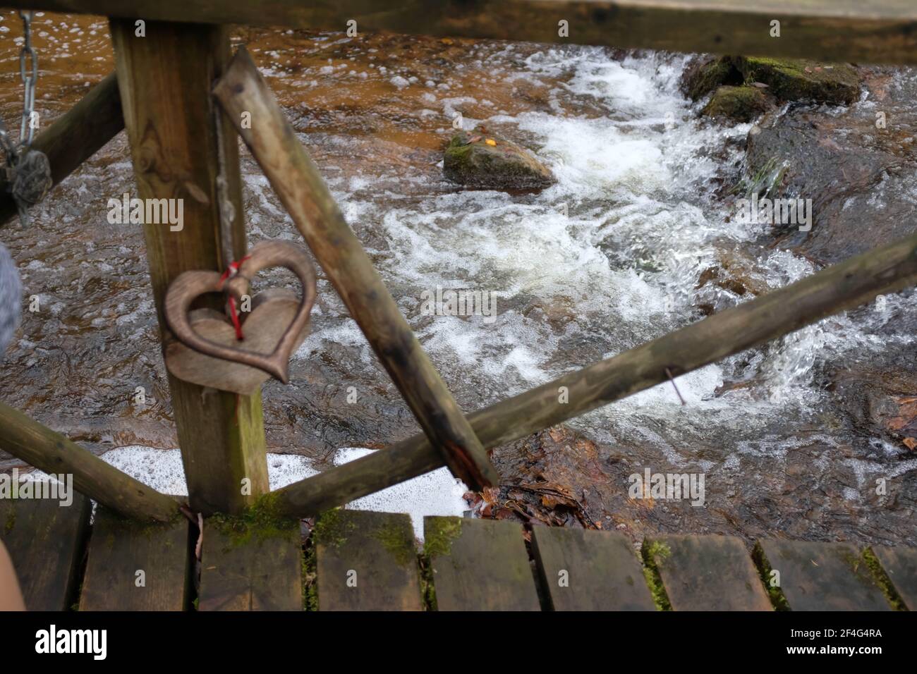 Waterfalls of Ieriku nature park at old watermill in the forest. It's a ...