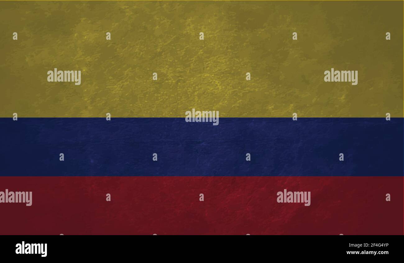 Columbia flag with waving grunge texture. Vector background Stock ...