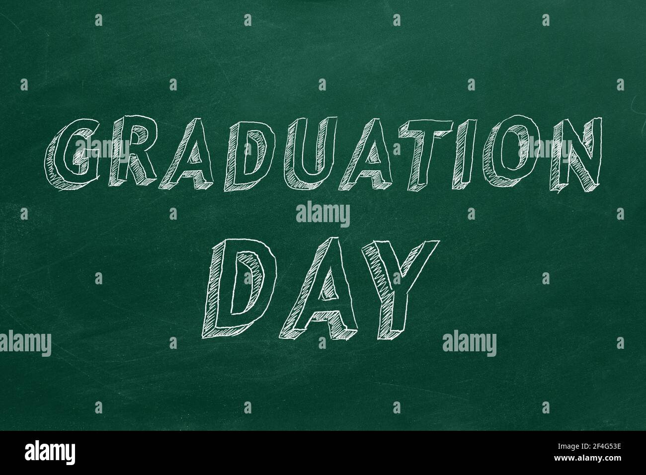 Hand drawing text "Graduation day" on green chalkboard Stock Photo - Alamy