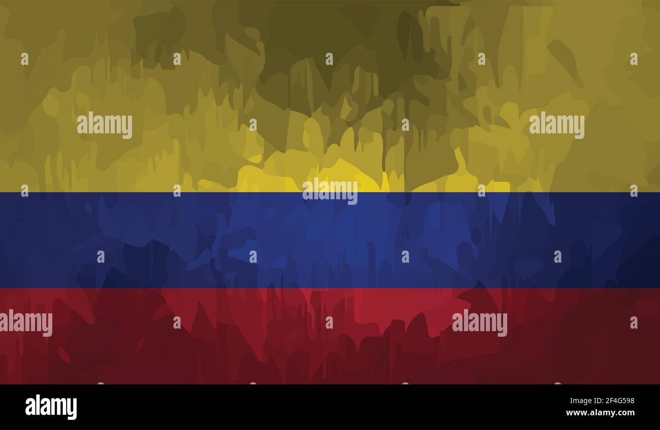 Columbia flag with waving grunge texture. Vector background Stock ...