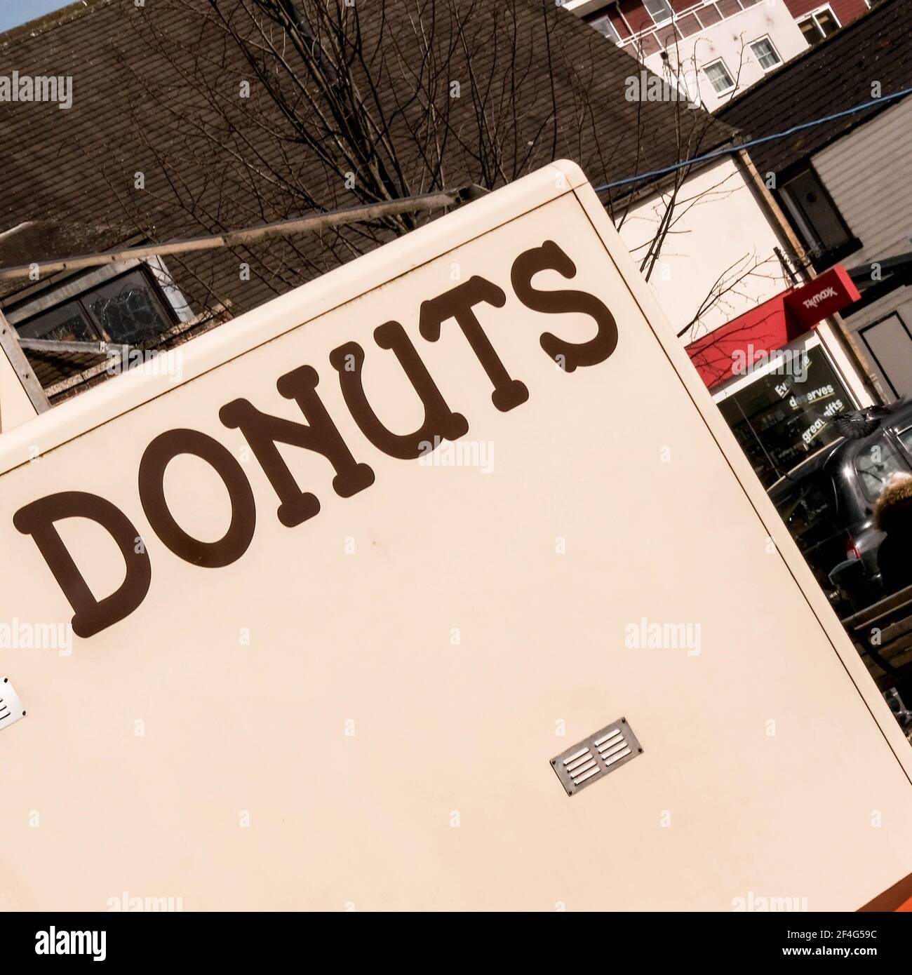 Epsom London UK, March21 2021, Pop-up Donut Food Vendor In An Open ...