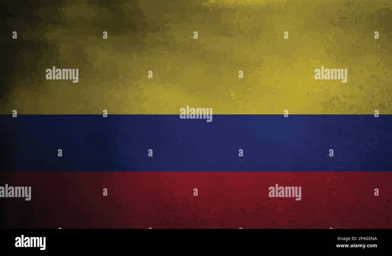 Columbia flag with waving grunge texture. Vector background Stock ...