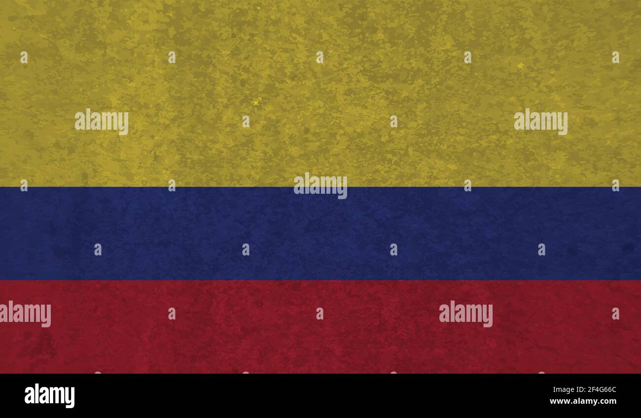 Columbia flag with waving grunge texture. Vector background Stock ...