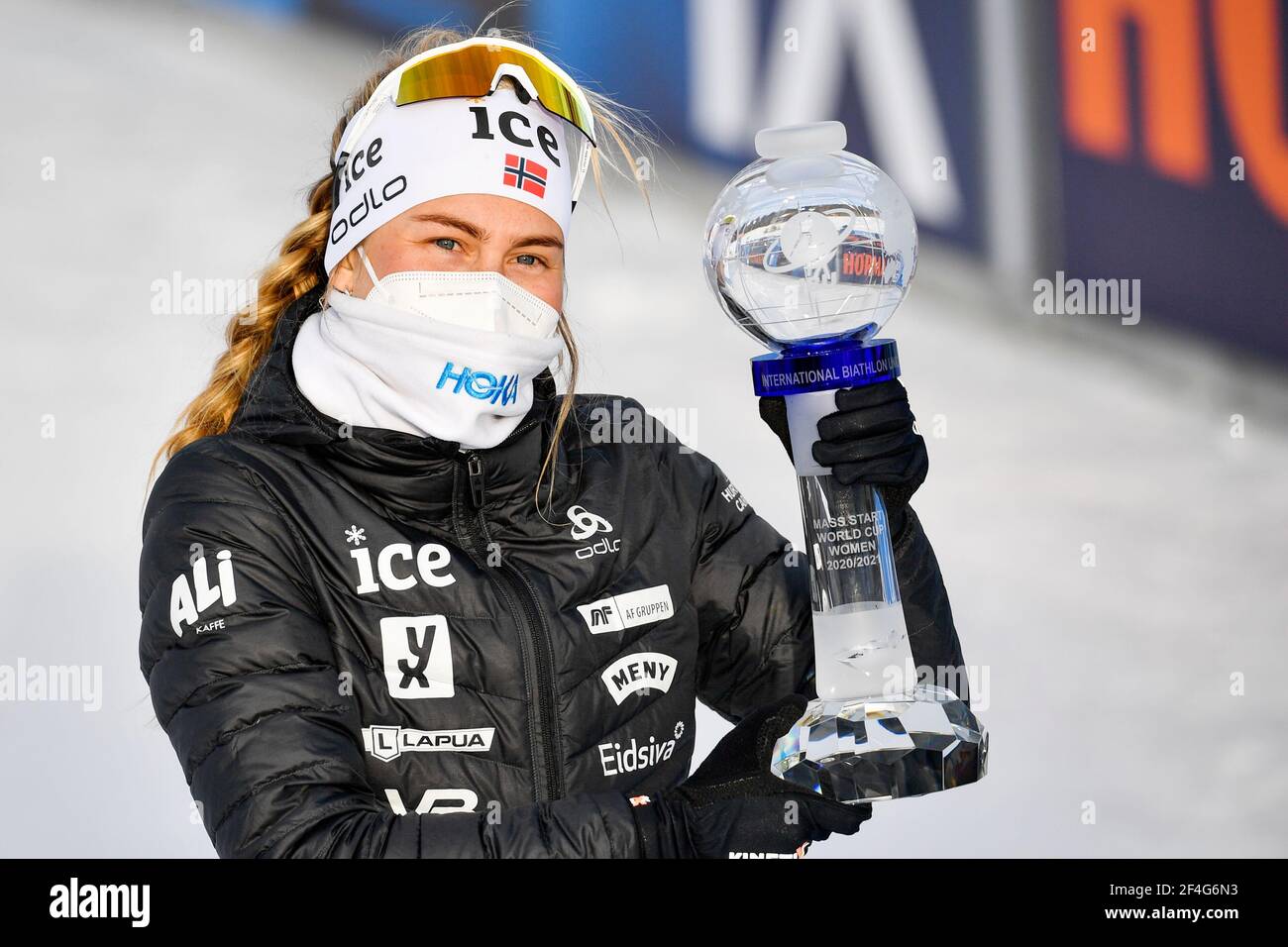 Ingrid Landmark Tandrevold of Norway pose with the trophy after winning ...