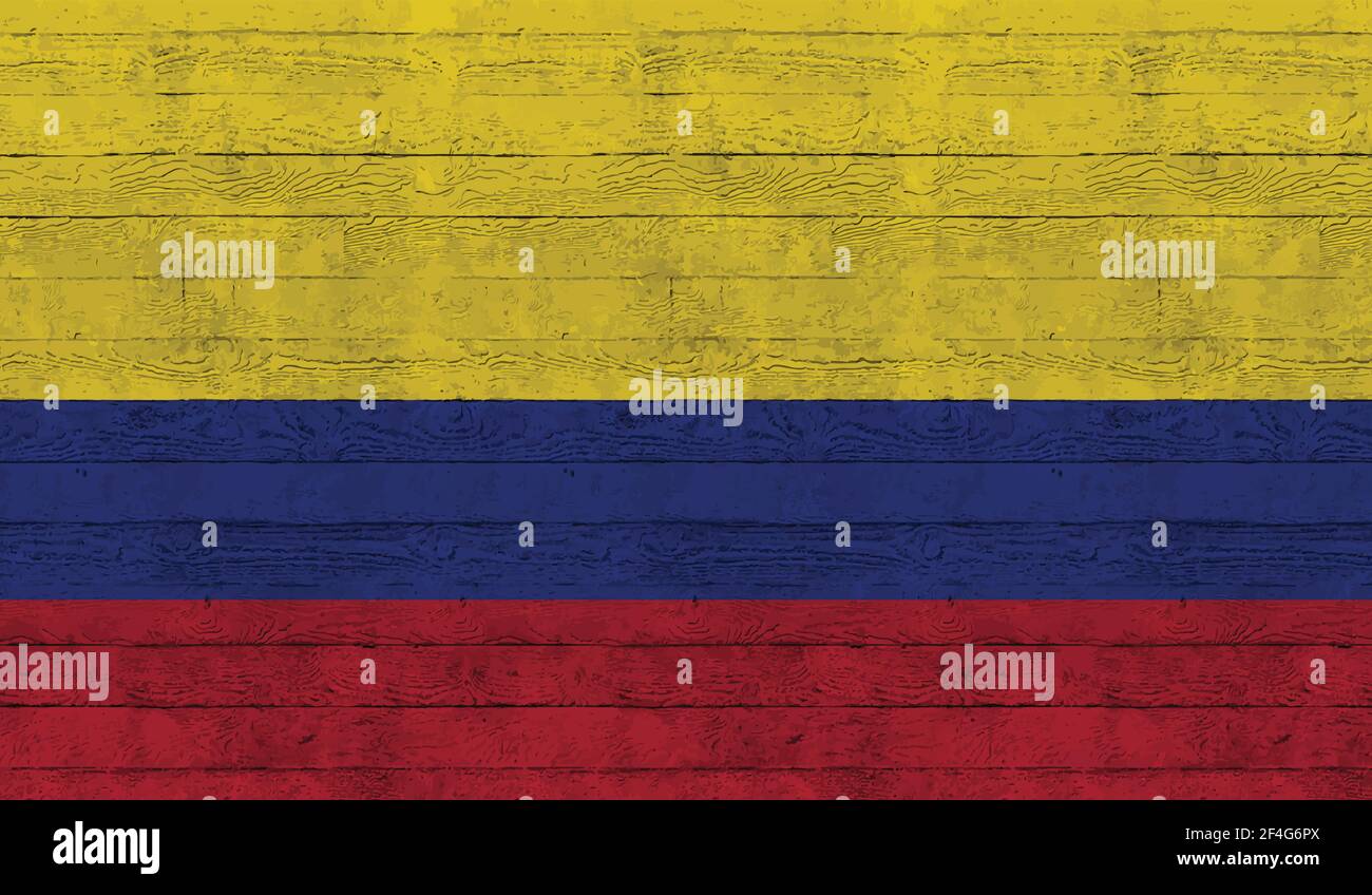 Columbia flag with waving grunge texture. Vector background Stock ...