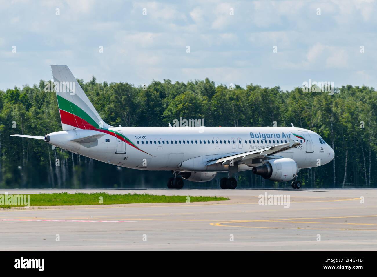 July 2, 2019, Moscow, Russia. The plane of Bulgaria Air airline on the ...