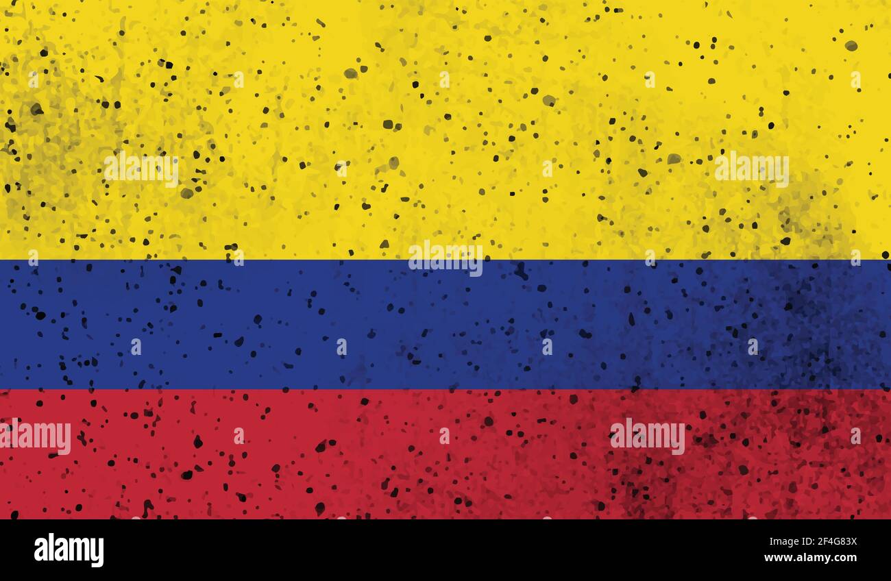 Columbia flag with waving grunge texture. Vector background Stock ...