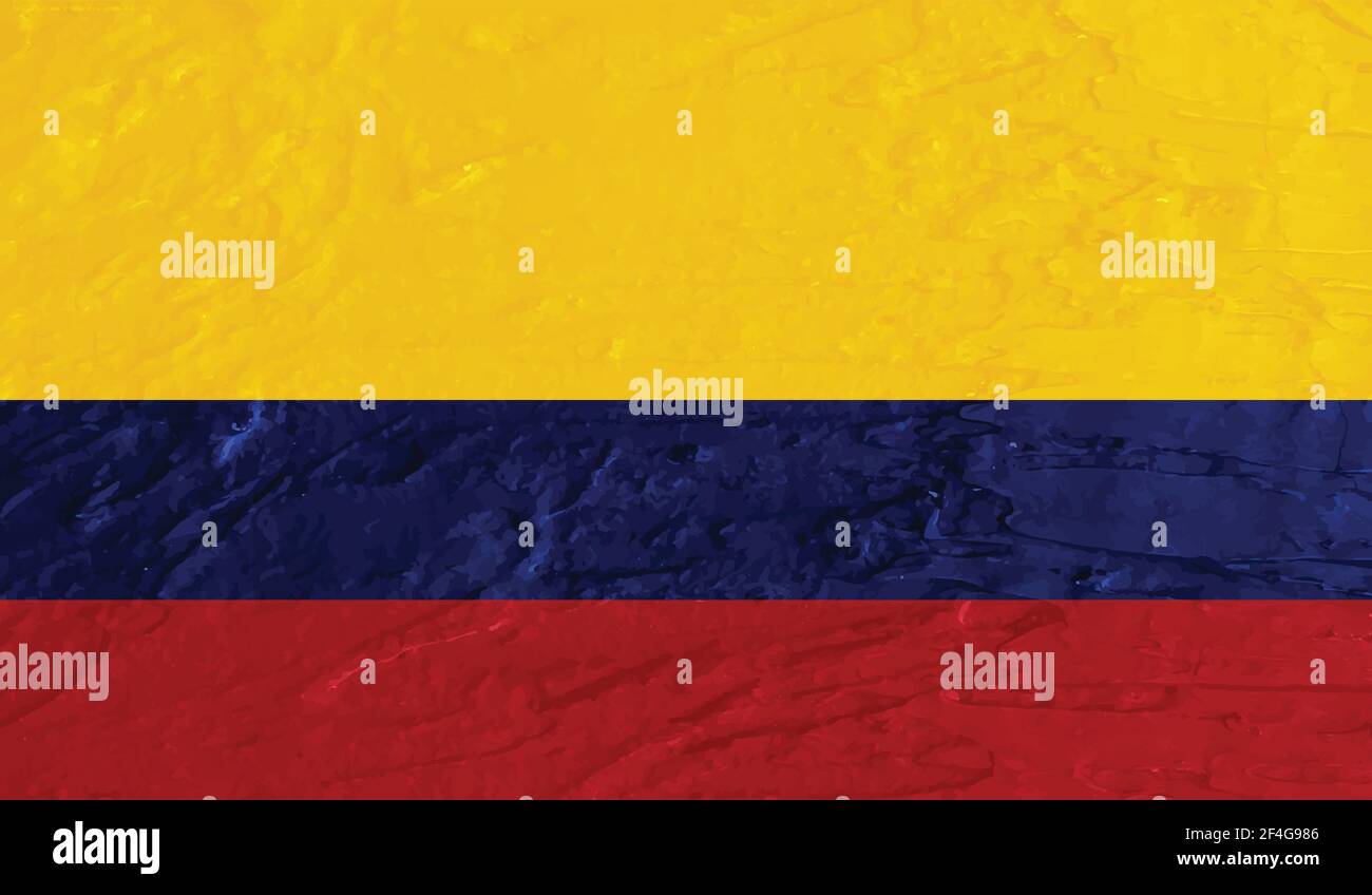 Columbia flag with waving grunge texture. Vector background Stock ...