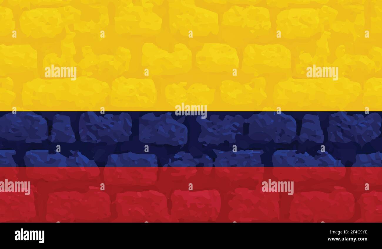 Columbia flag with waving grunge texture. Vector background Stock ...