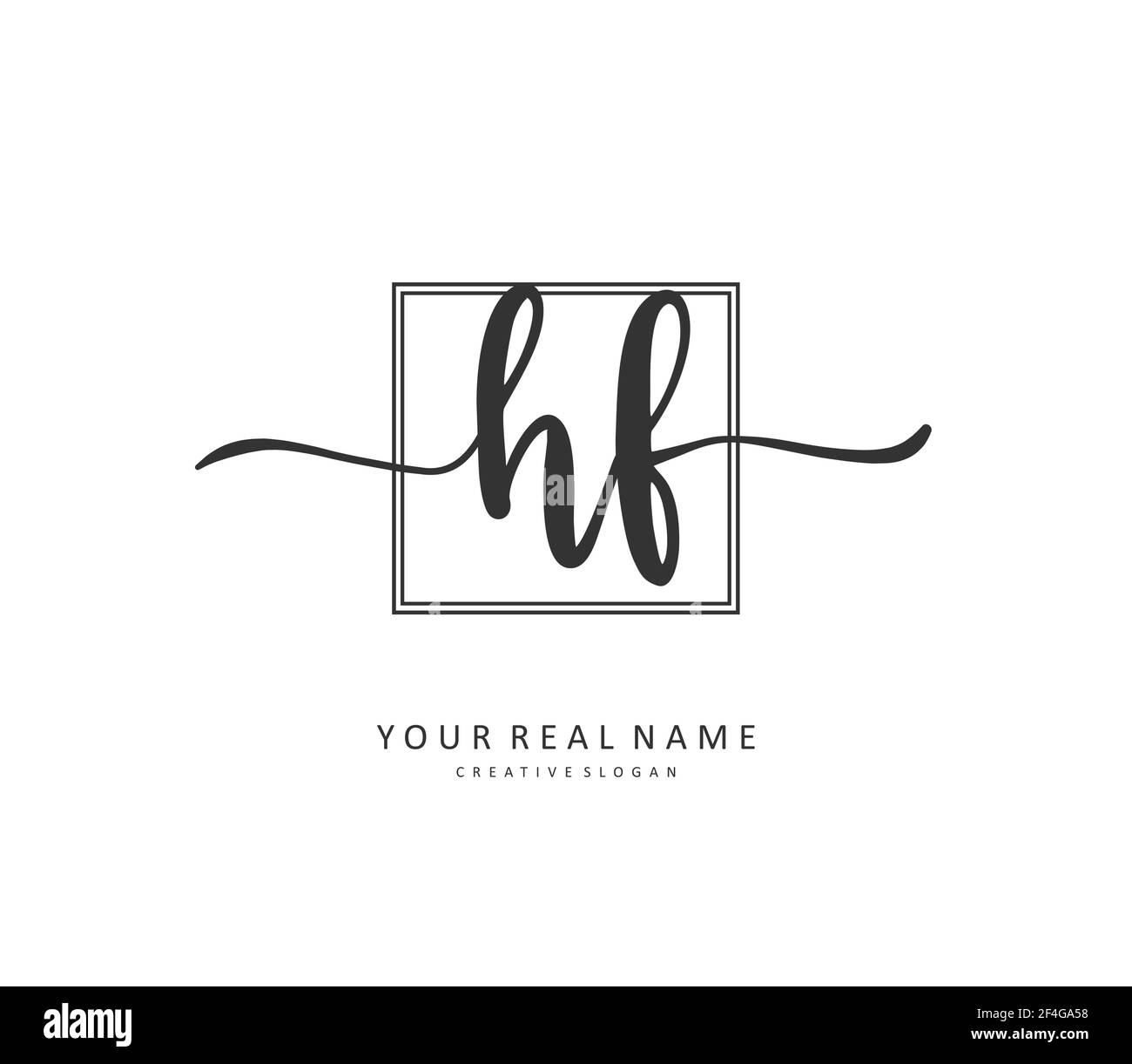 HF Initial letter handwriting and signature logo. A concept handwriting ...