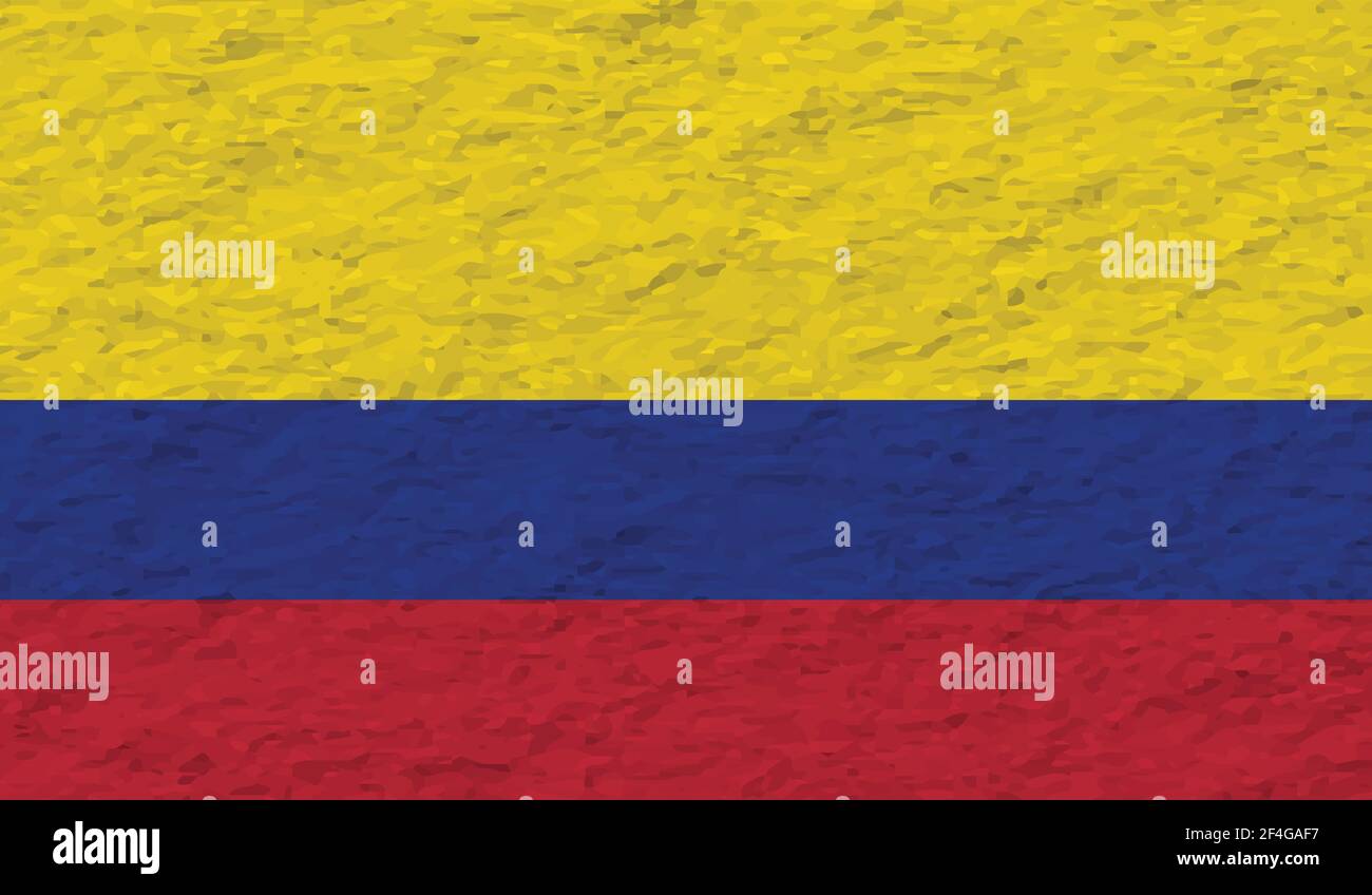 Columbia flag with waving grunge texture. Vector background Stock ...