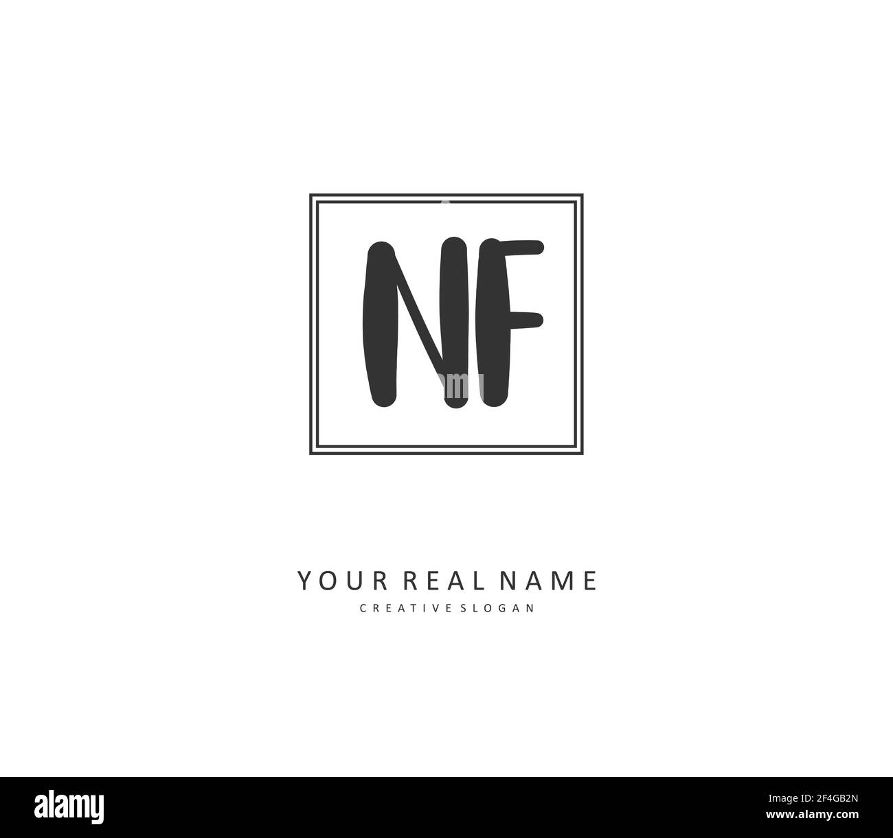 NF Initial letter handwriting and signature logo. A concept handwriting ...