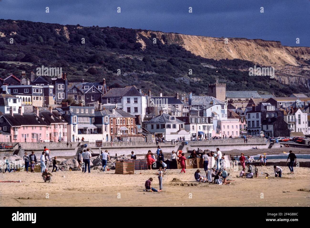 Lyme Regis Beach 1986 Stock Photo Alamy