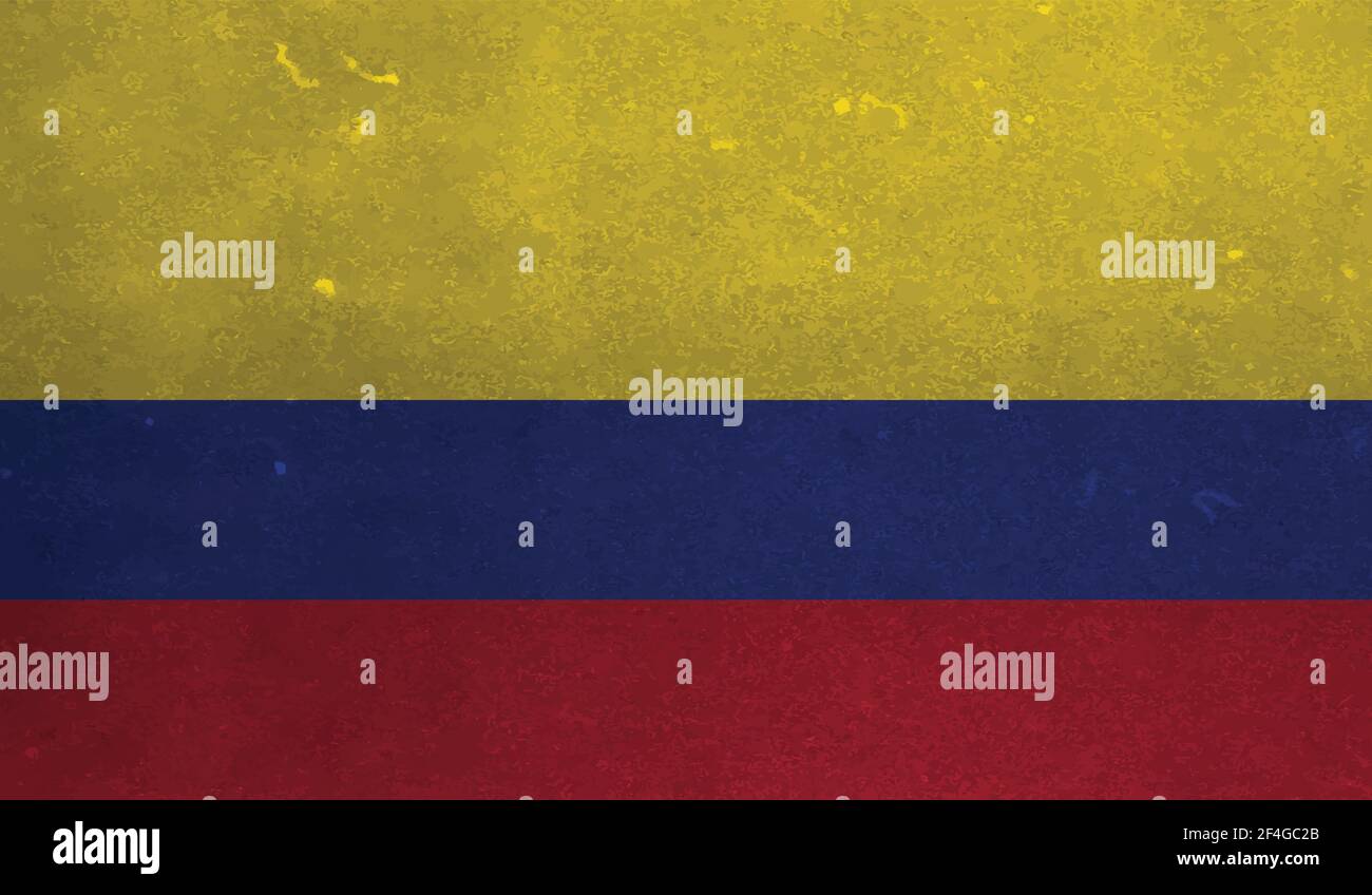 Columbia flag with waving grunge texture. Vector background Stock ...