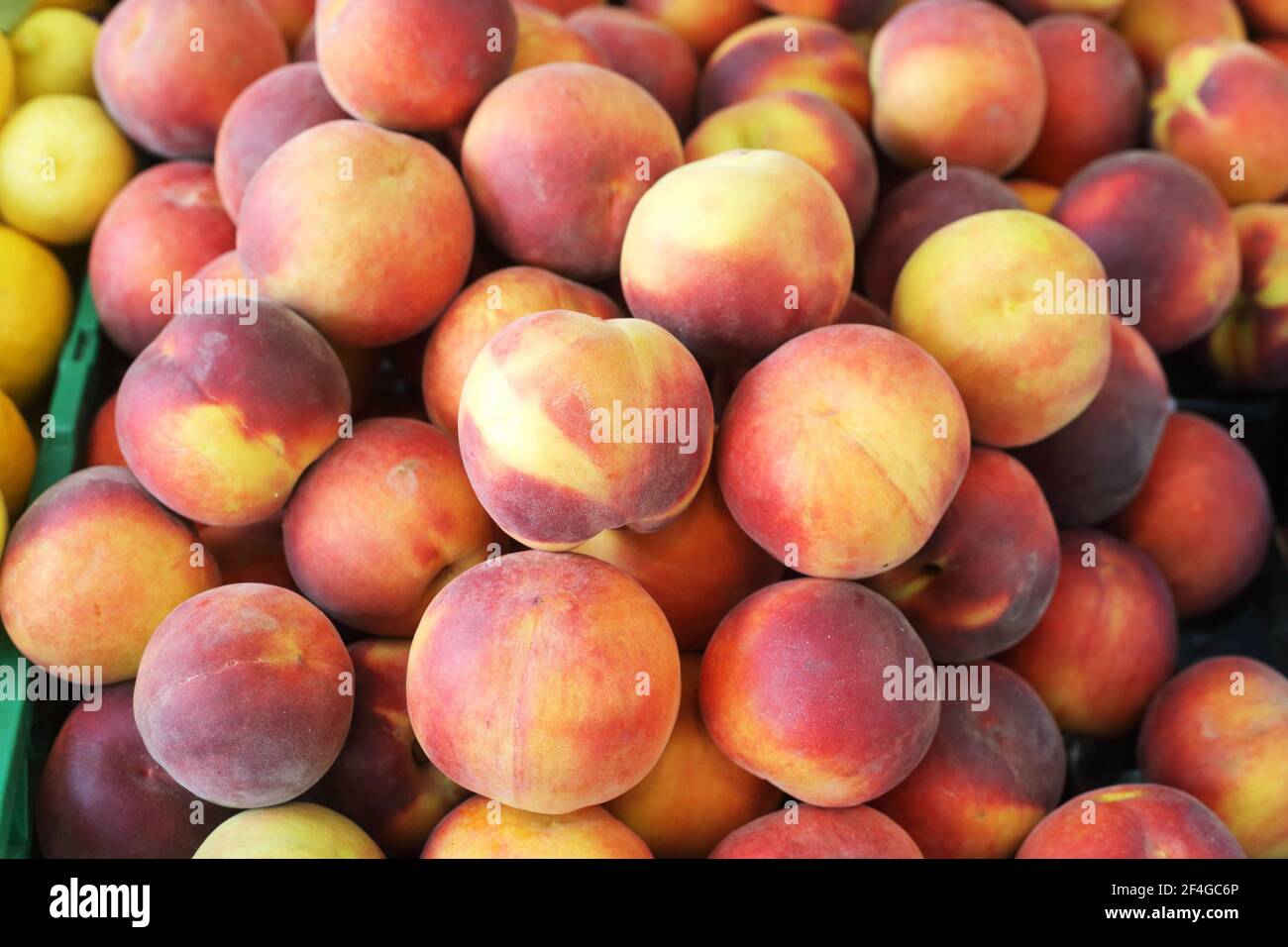 bright peaches in the market Stock Photo - Alamy