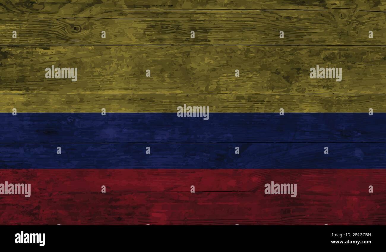 Columbia flag with waving grunge texture. Vector background Stock ...