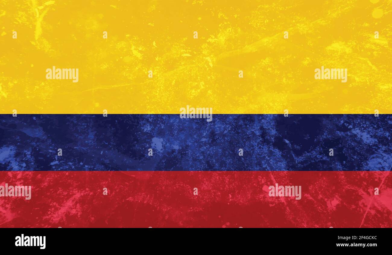 Columbia flag with waving grunge texture. Vector background Stock ...