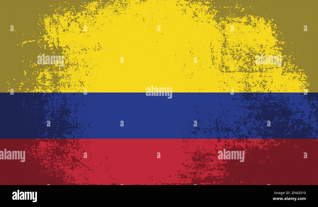 Columbia flag with waving grunge texture. Vector background Stock ...