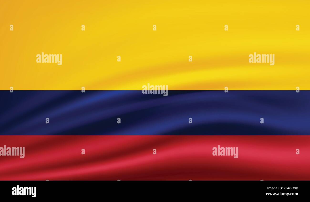 Columbia flag with waving grunge texture. Vector background Stock ...