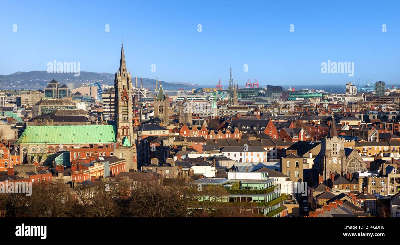Panoramic skyline city view of Dublin, the capitol of Ireland Stock ...