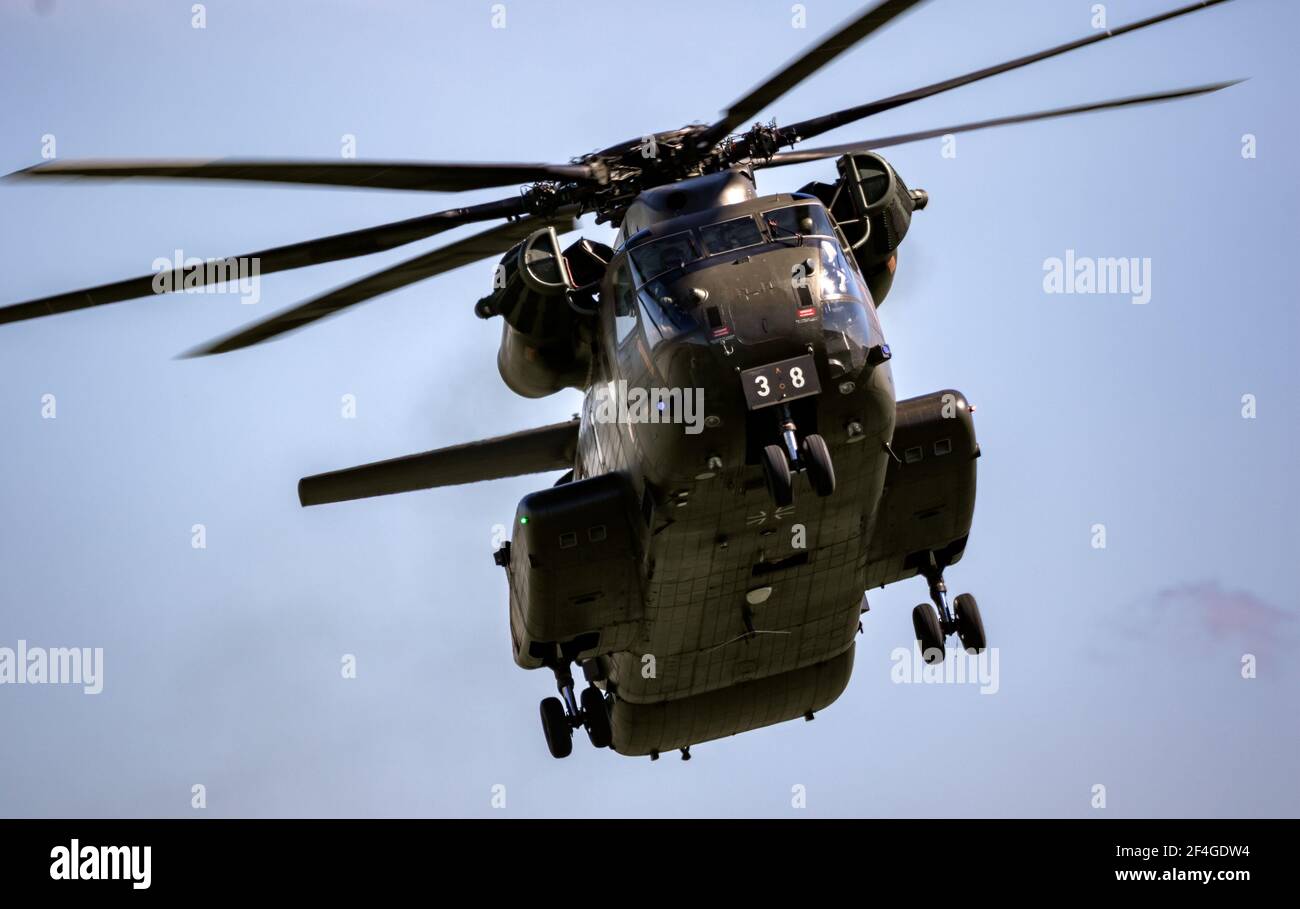 German Army Sikorsky CH-53 Stallion transport helicopter in flight over ...