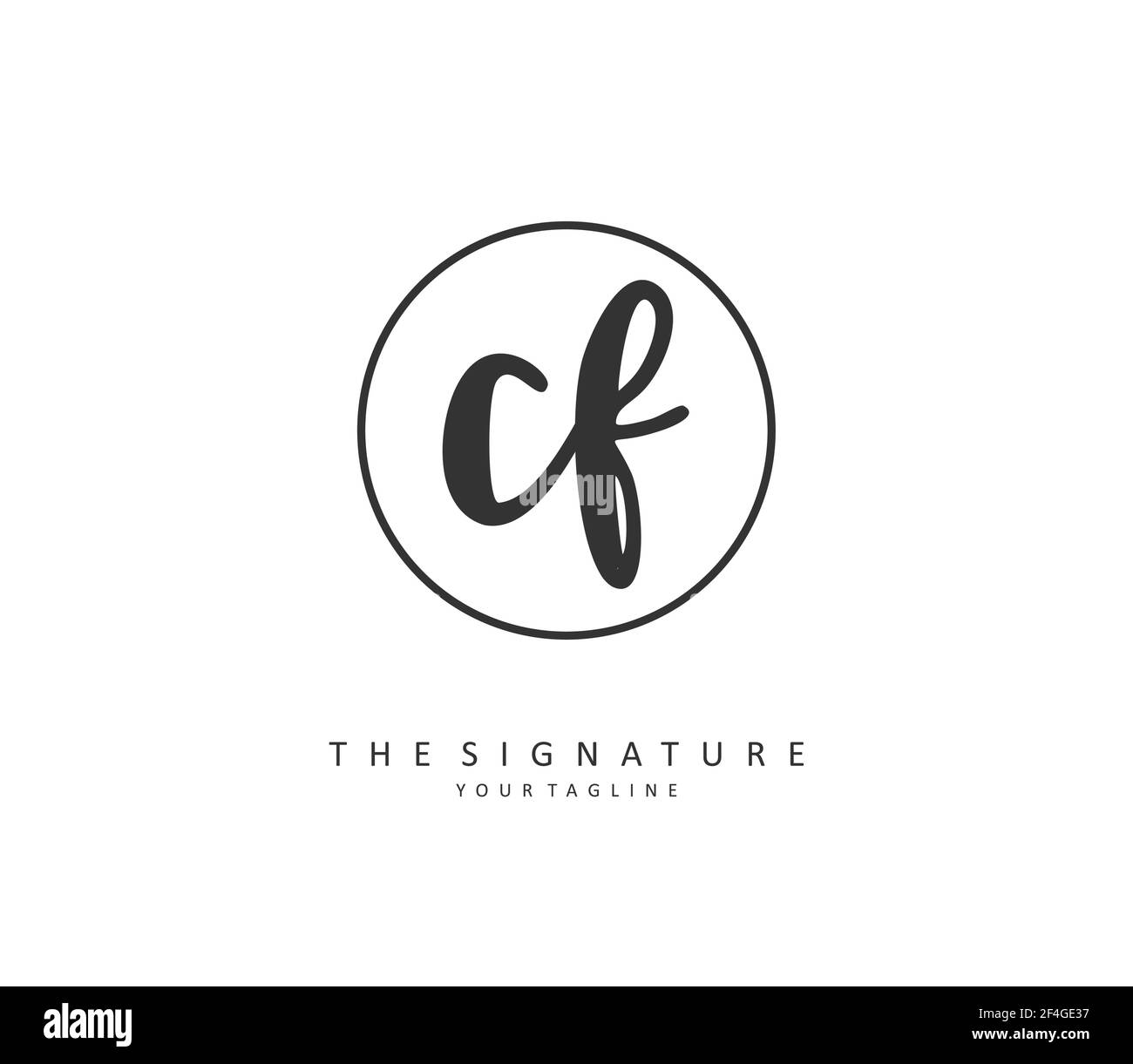 CF Initial letter handwriting and signature logo. A concept handwriting ...