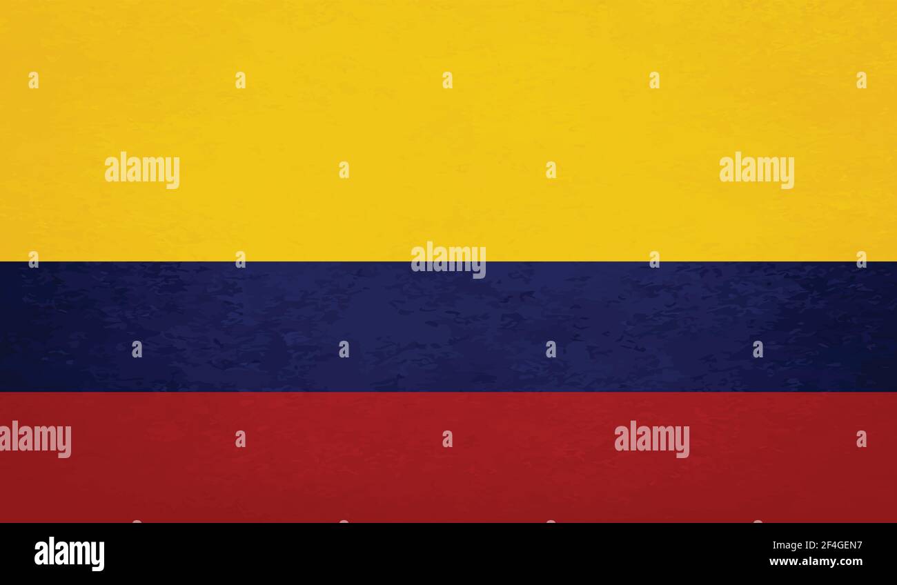 Columbia flag with waving grunge texture. Vector background Stock ...