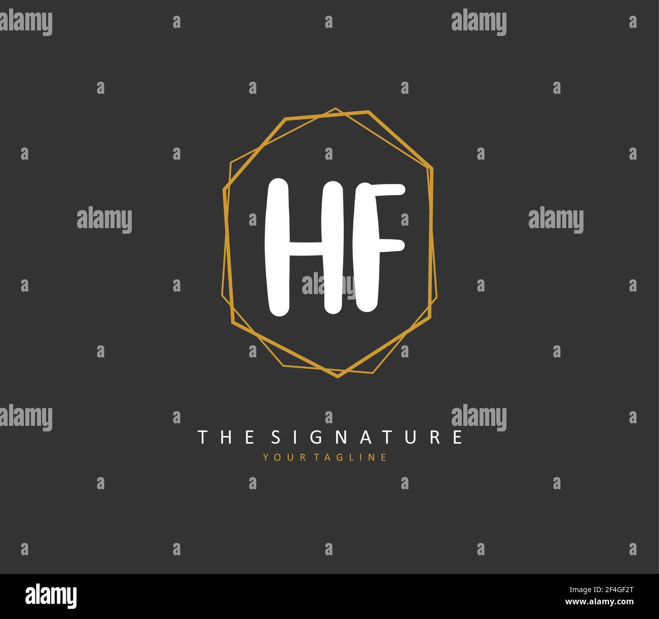 HF Initial letter handwriting and signature logo. A concept handwriting ...