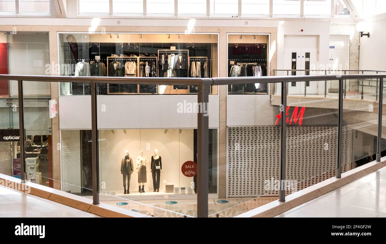 Epsom London UK, March21 2021, View Across From Balcony To H &M Fashion ...