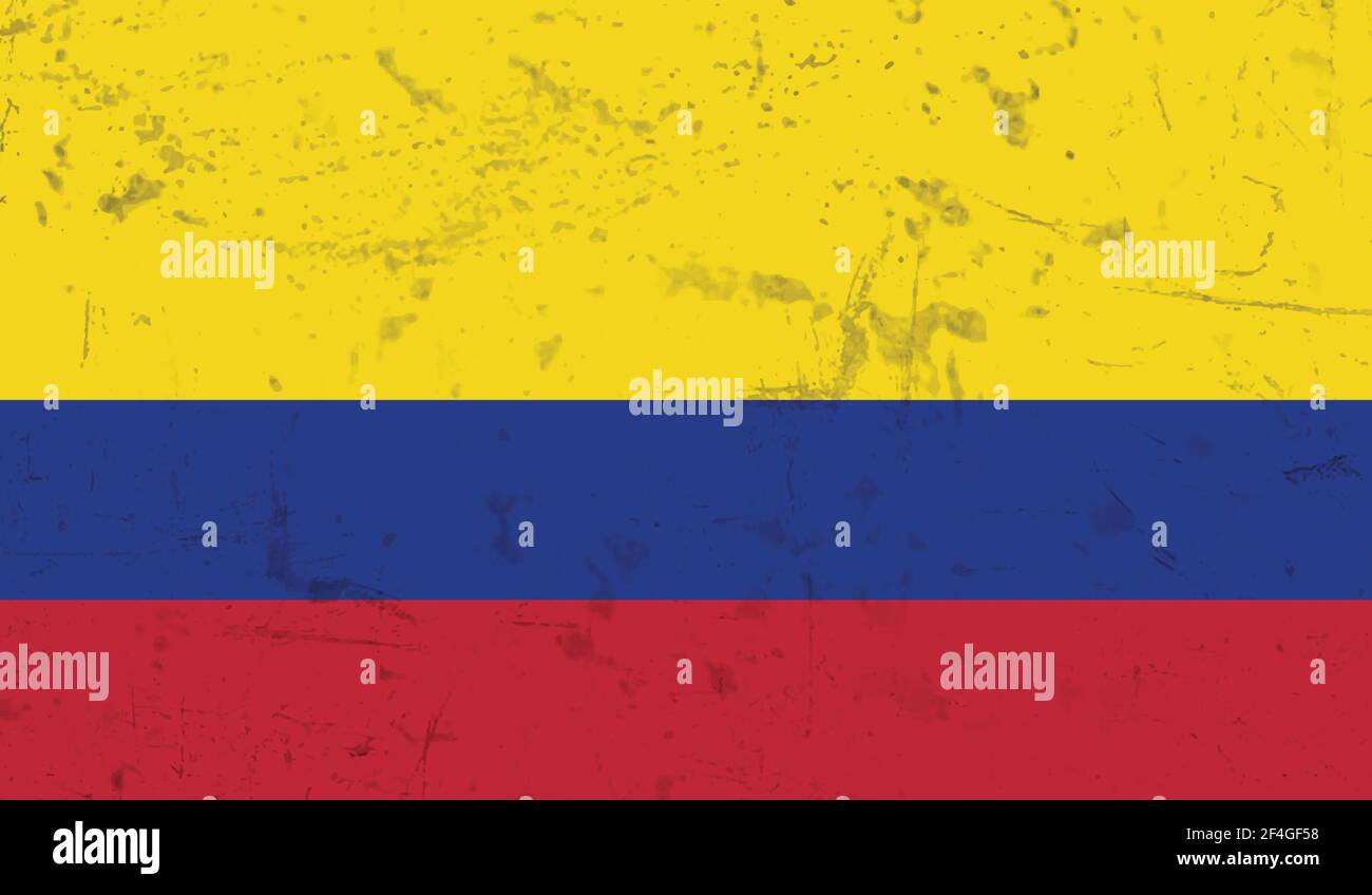 Columbia flag with waving grunge texture. Vector background Stock ...